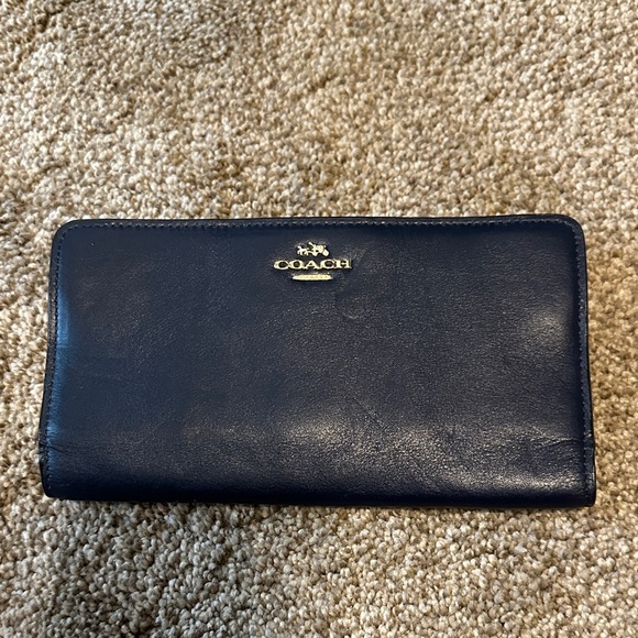 Coach | Bags | Coach Midnight Blue Leather Wallet | Poshmark